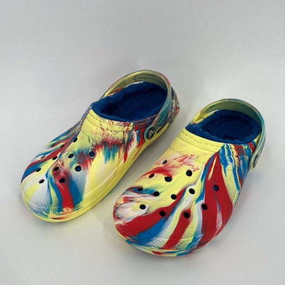 CROCS | Shoes | Crocs Kids Classic Marbled Clogs J4 4 Fleecelined ...